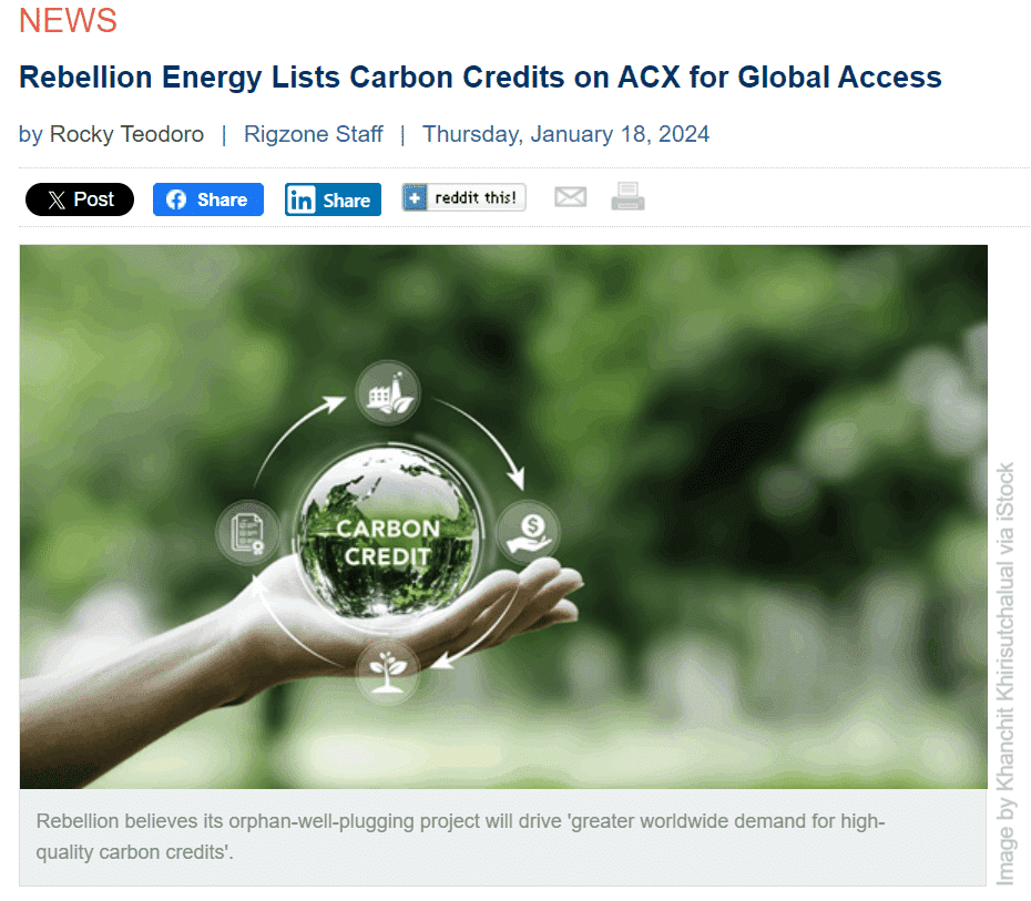 RigZone: Rebellion Energy Lists Carbon Credits on ACX for Global Access - Rebellion Energy Solutions